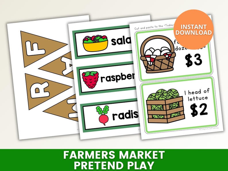 Farm Stand Pretend Play Printables, Farmers Market Dramatic Play, Farm ...