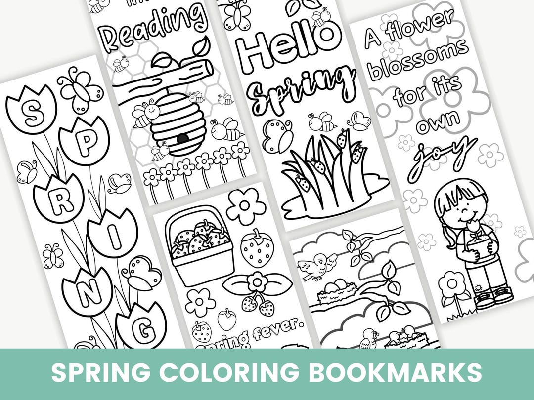 Spring Coloring Bookmarks Printable | Kids Spring Bookmarks PDF ...