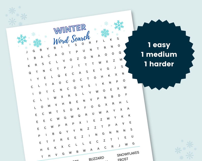 Winter Word Search Printables | Winter Word Search for Kids | Winter ...