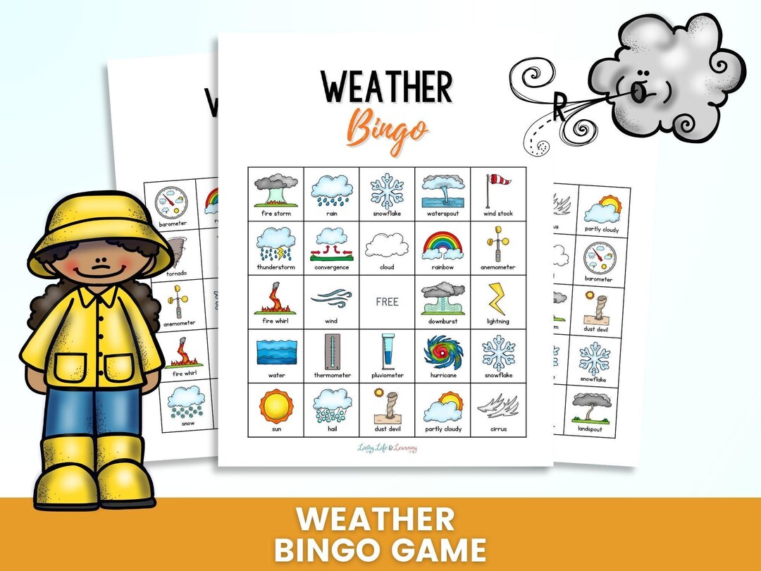 Weather Bingo Game, Weather Activity for Kids, Classroom Bingo ...
