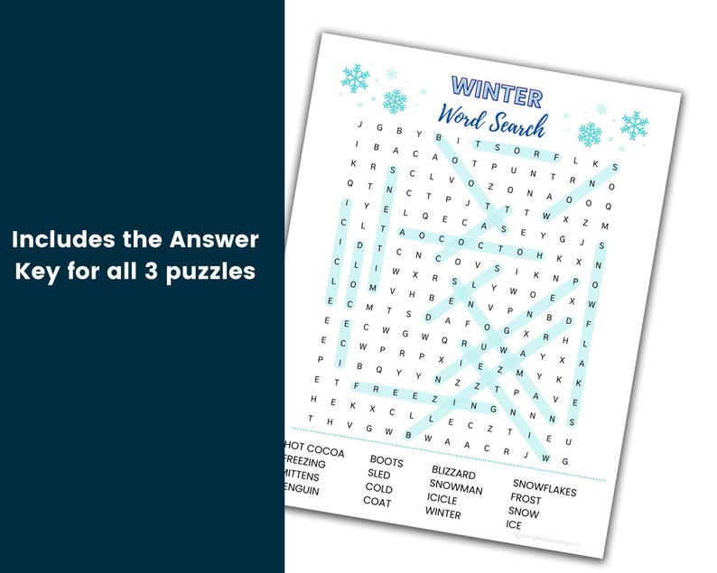 Winter Word Search Printables | Winter Word Search for Kids | Winter ...