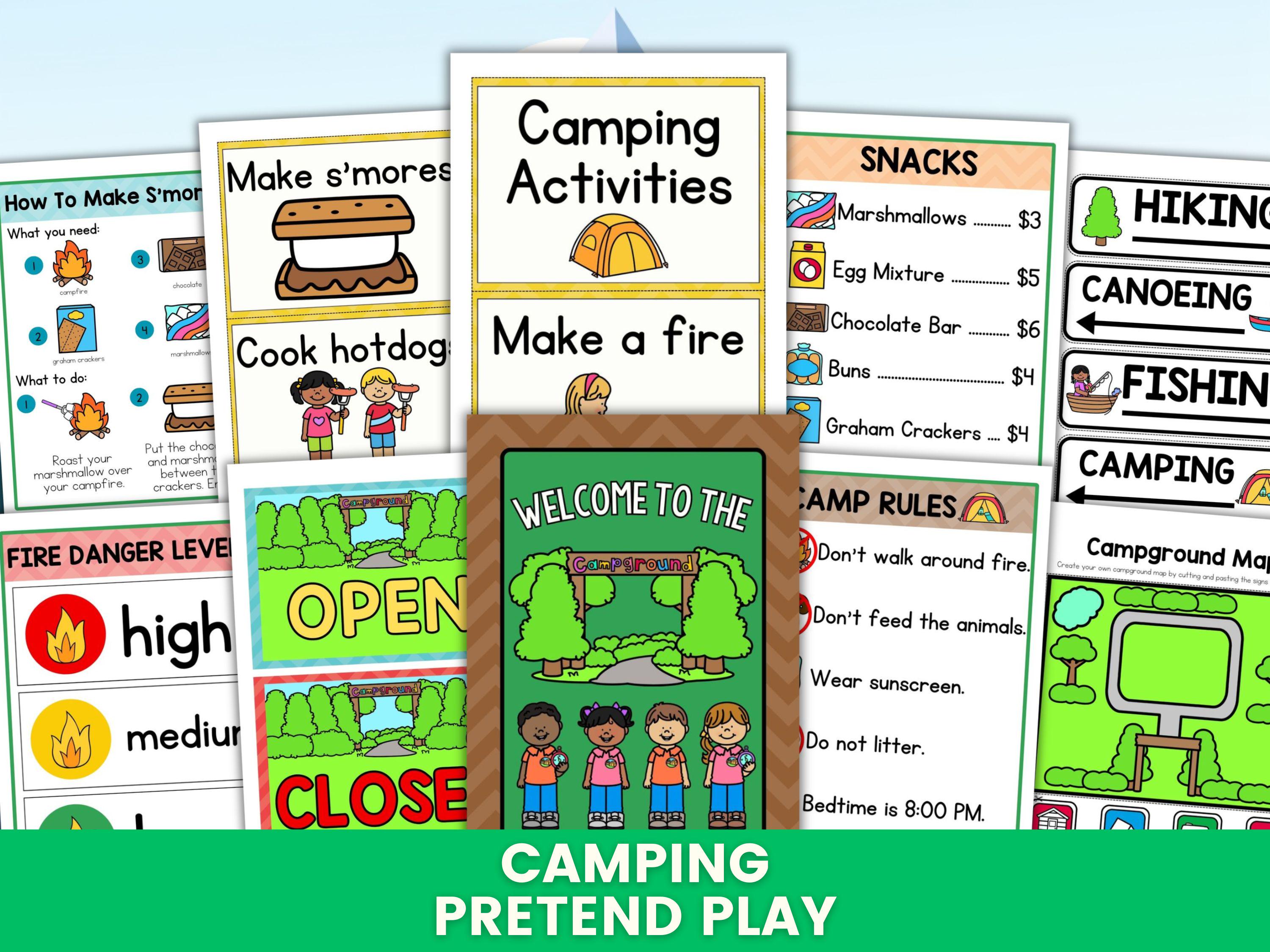 Camping Pretend Play Printables | Campground Dramatic Play Set ...