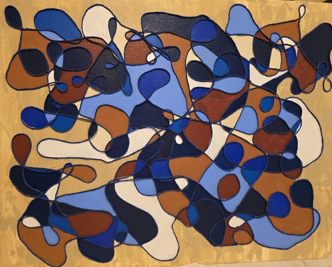 Abstract String Art Painting: Blues, Browns, 16x20 Canvas - Etsy