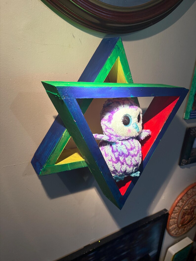Hexagram Wall Shelf | Elemental Series |handmade Solid Wood Geometric ...