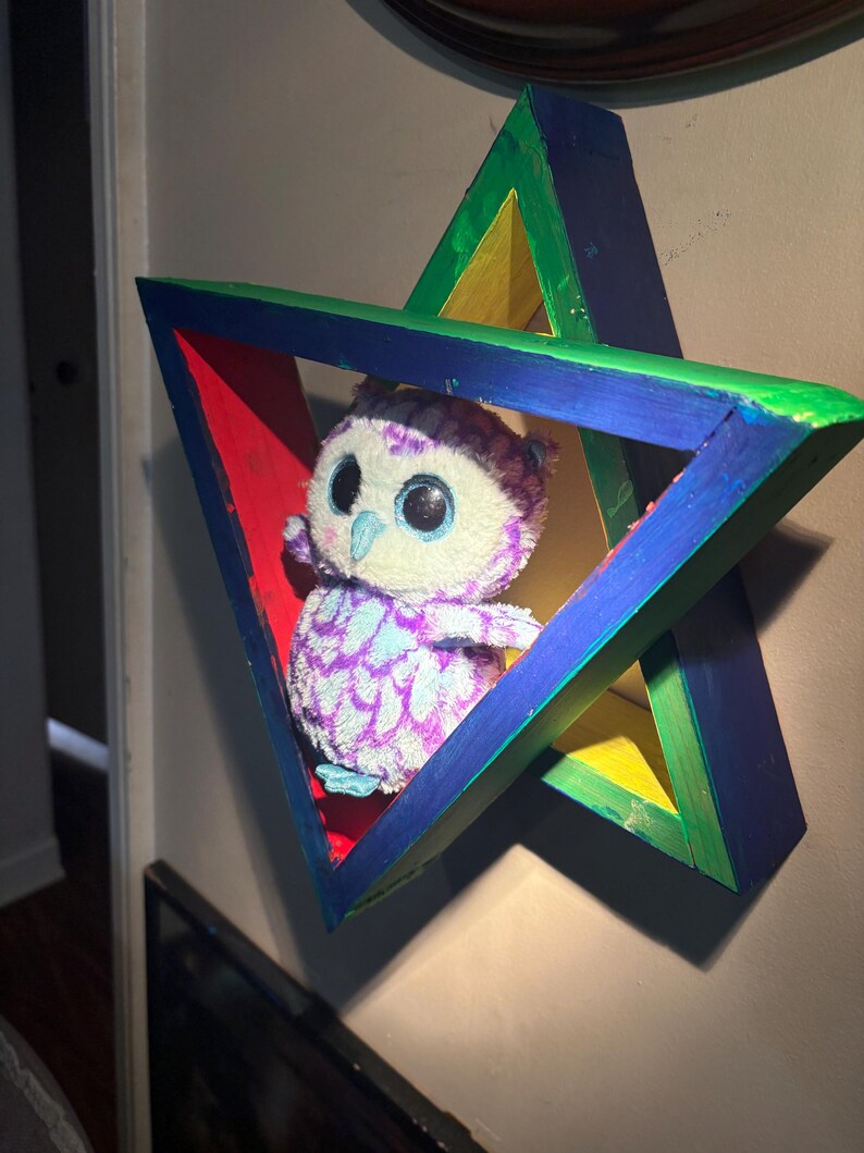 Hexagram Wall Shelf | Elemental Series |handmade Solid Wood Geometric ...