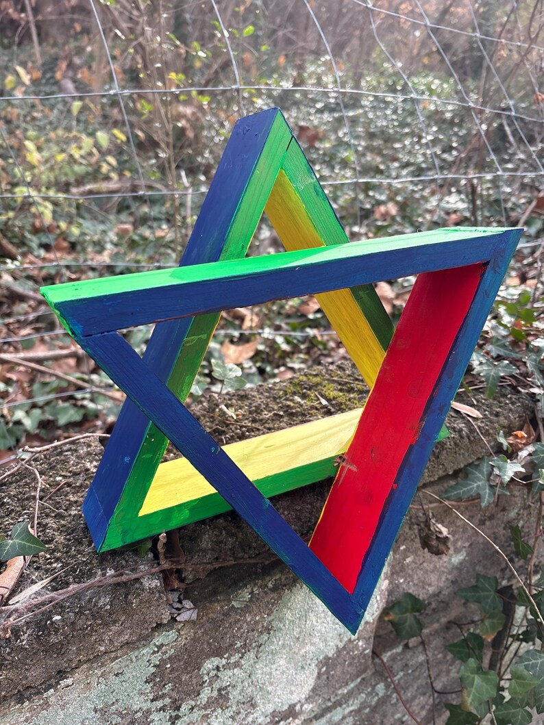Hexagram Wall Shelf | Elemental Series |handmade Solid Wood Geometric ...