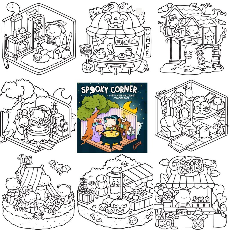 Spooky Corner| Coloring book| Relaxing Printable Coloring Pages ...