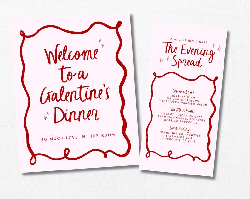 Galentine's Dinner Party Printables – Editable Canva Template (digital ...