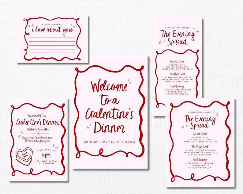 Galentine's Dinner Party Printables – Editable Canva Template (digital ...