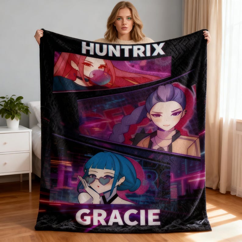 Personalized Huntrix Name Blanket, Custom Kpop Demon Hunter Throw, Kpop ...