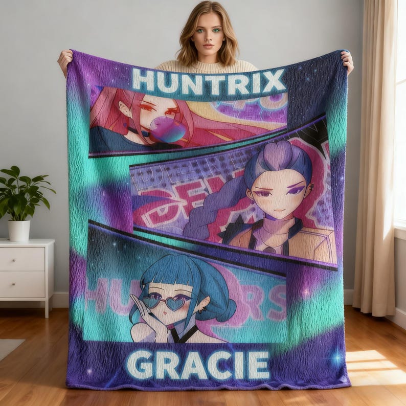 Personalized Huntrix Name Blanket, Custom Kpop Demon Hunter Throw, Kpop ...