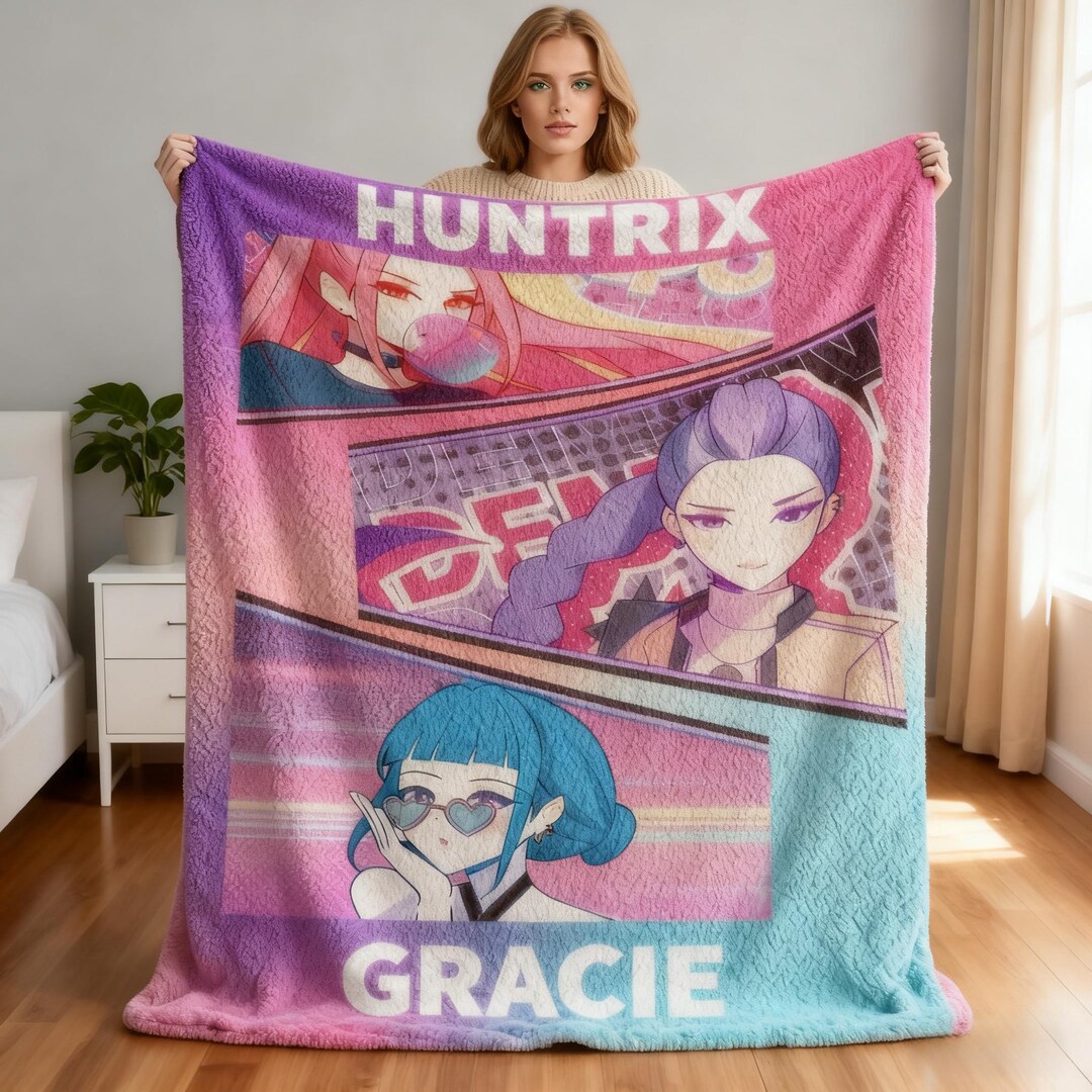 Personalized Huntrix Name Blanket, Custom Kpop Demon Hunter Throw, Kpop ...