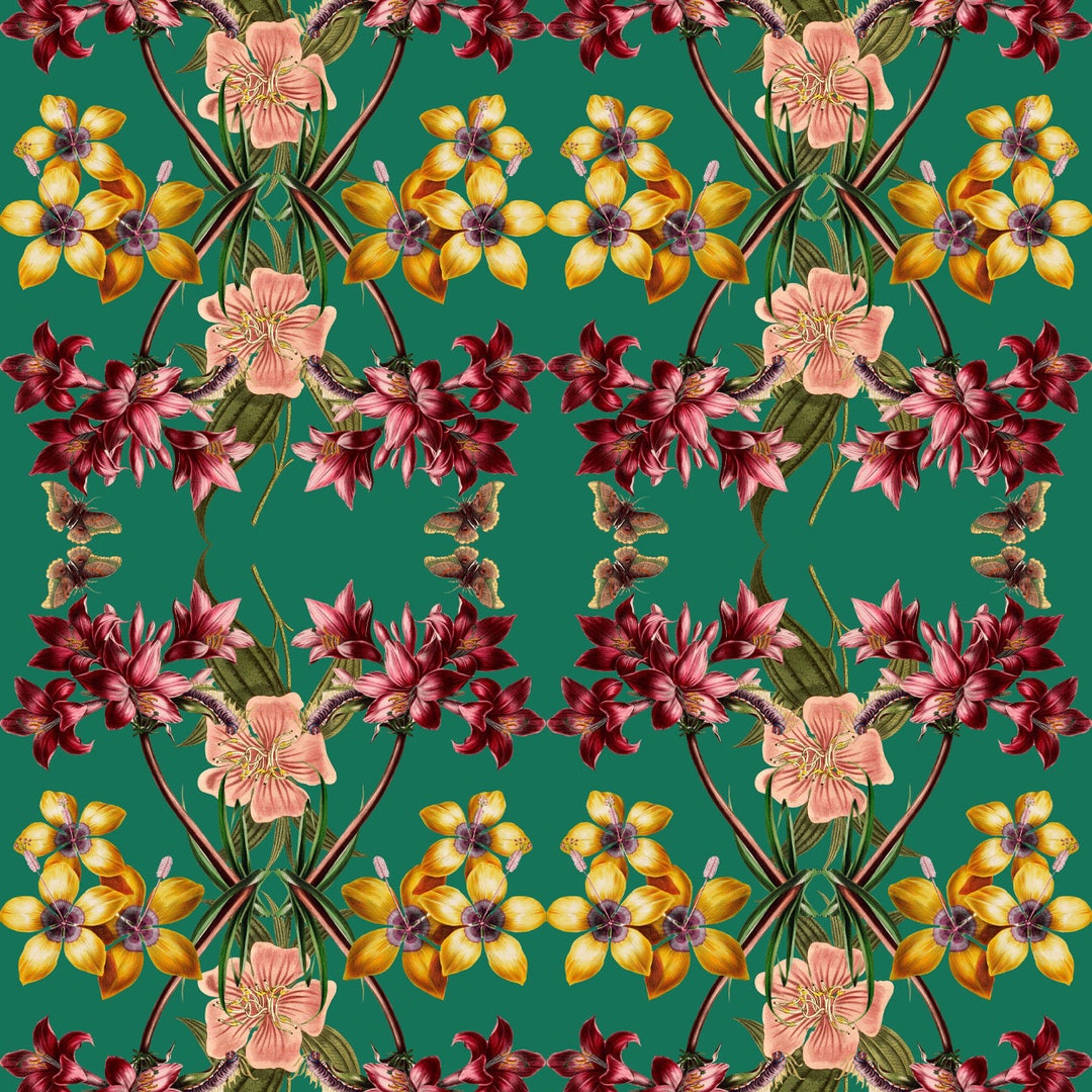 Hampi Emerald Wallpaper A4 SAMPLE , Wall Decor, Floral Decor, Luxury ...