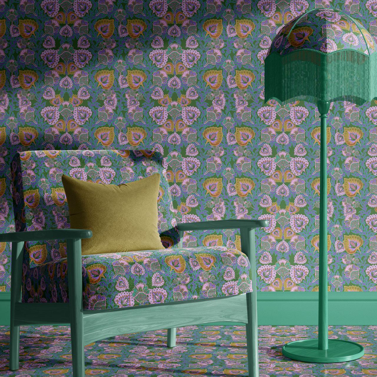 A4 SAMPLE, Garden of India Clover Wallpaper, Wall Decor, Floral Decor ...