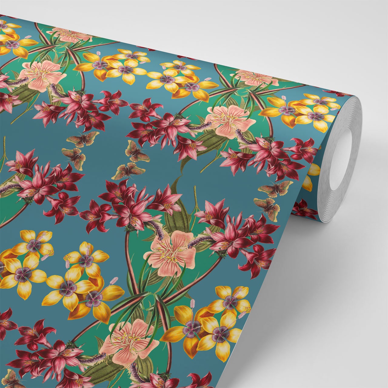 Hampi Sapphire Wallpaper A4 SAMPLE, Wall Decor, Floral Decor, Luxury ...