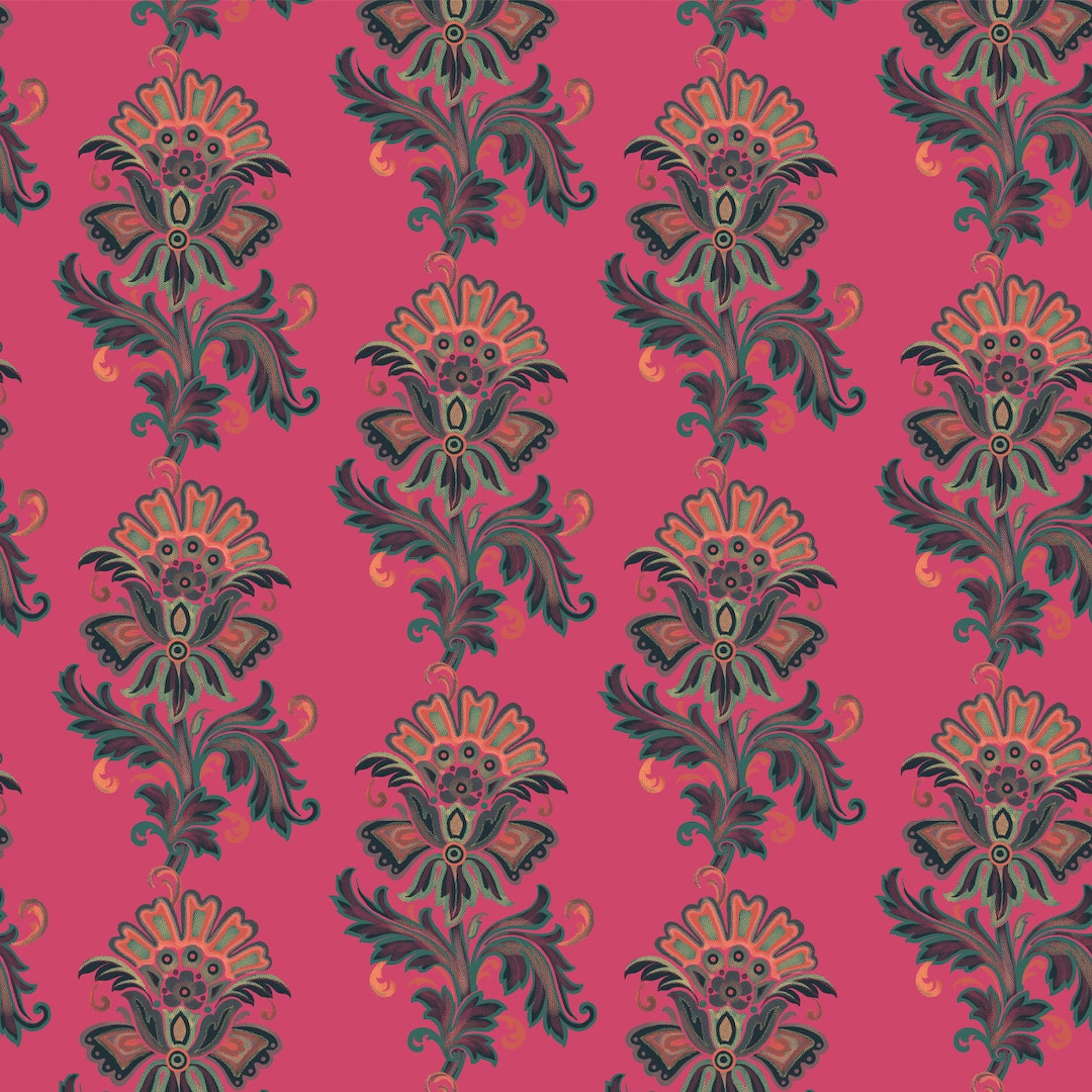 A4 SAMPLE Fleur Fuchsia Wallpaper, Wall Decor, Dark Decor, Luxury ...
