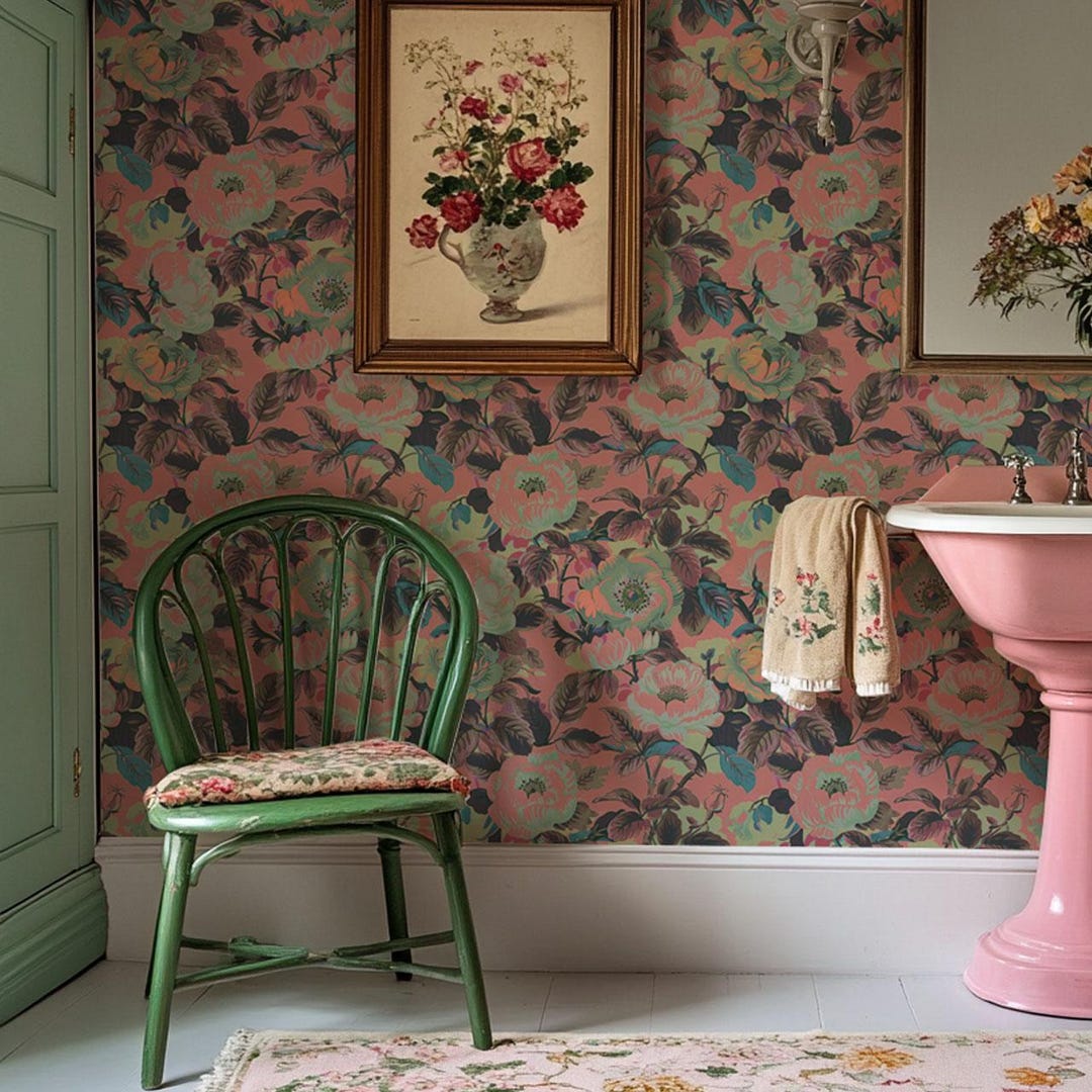 Rococo Roses (large Scale) Posy Wallpaper, Wall Decor, Luxury Wallpaper ...