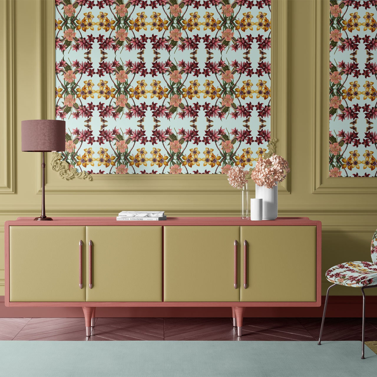 Hampi Mint Wallpaper, Wall Decor, Floral Decor, Luxury Wallpaper, Home ...