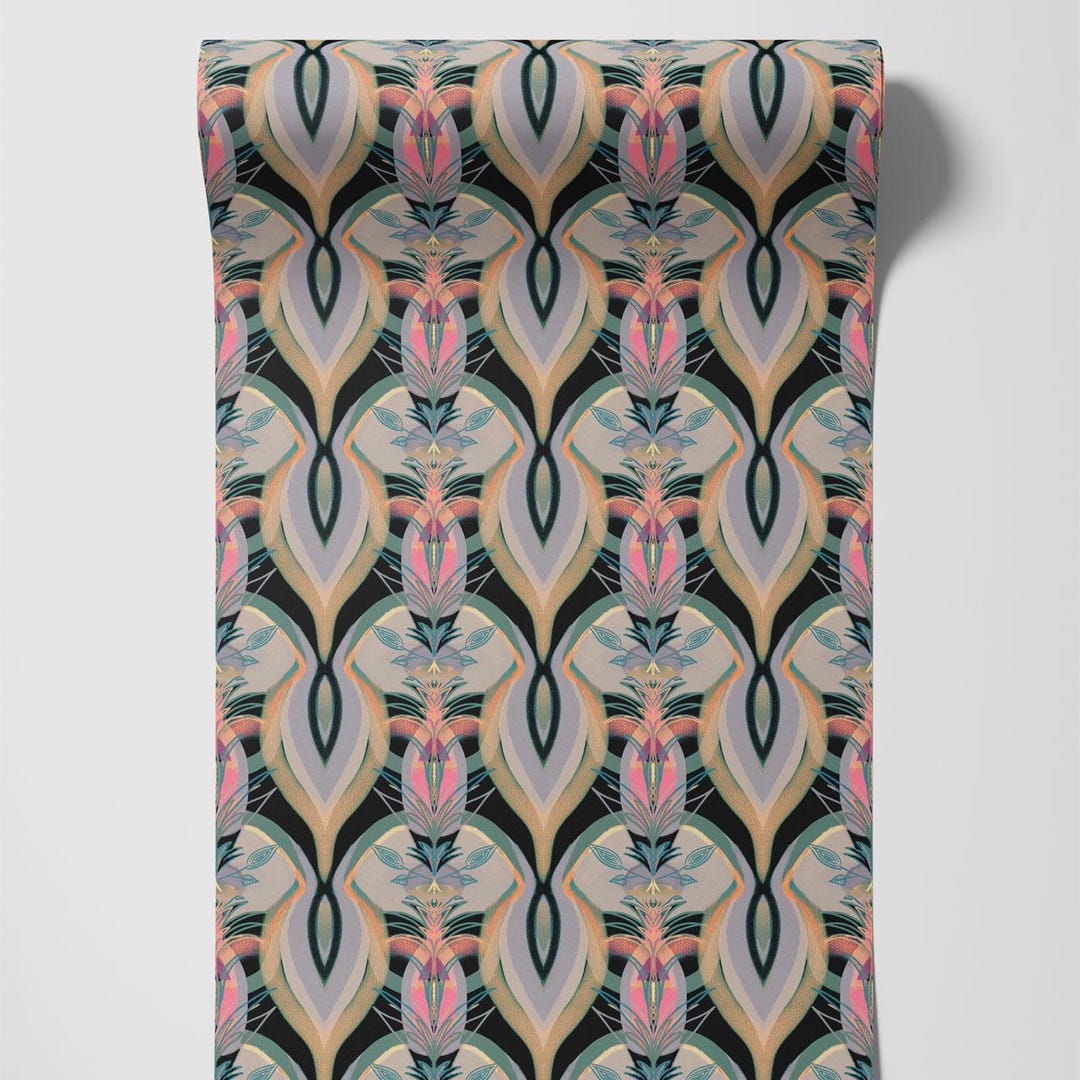 A4 SAMPLE, Soltar Ink and Pink Wallpaper, Wall Decor, Floral Decor ...