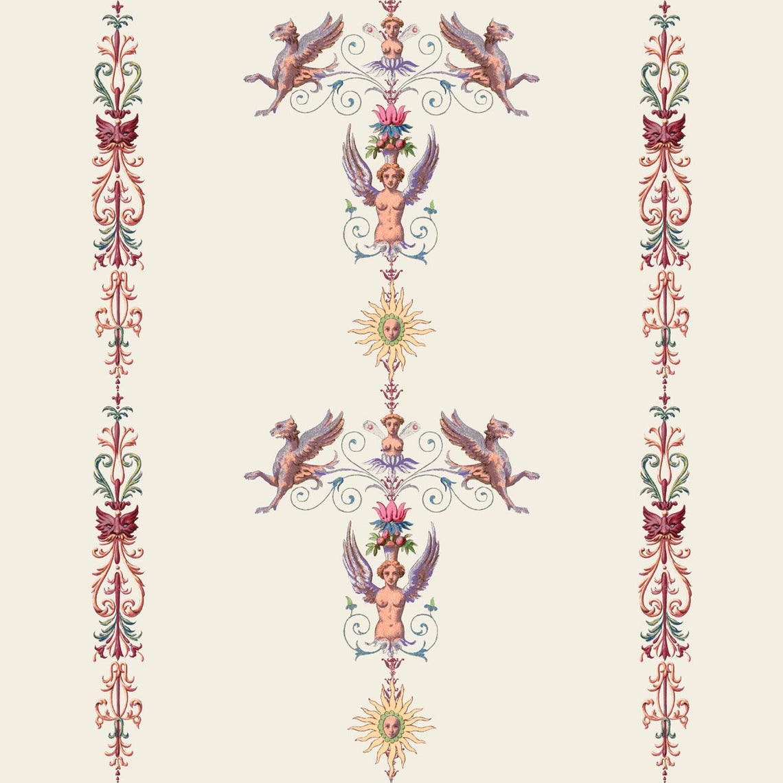 A4 SAMPLE Angels and Suns Cream Wallpaper, Wall Decor, Luxury Wallpaper ...
