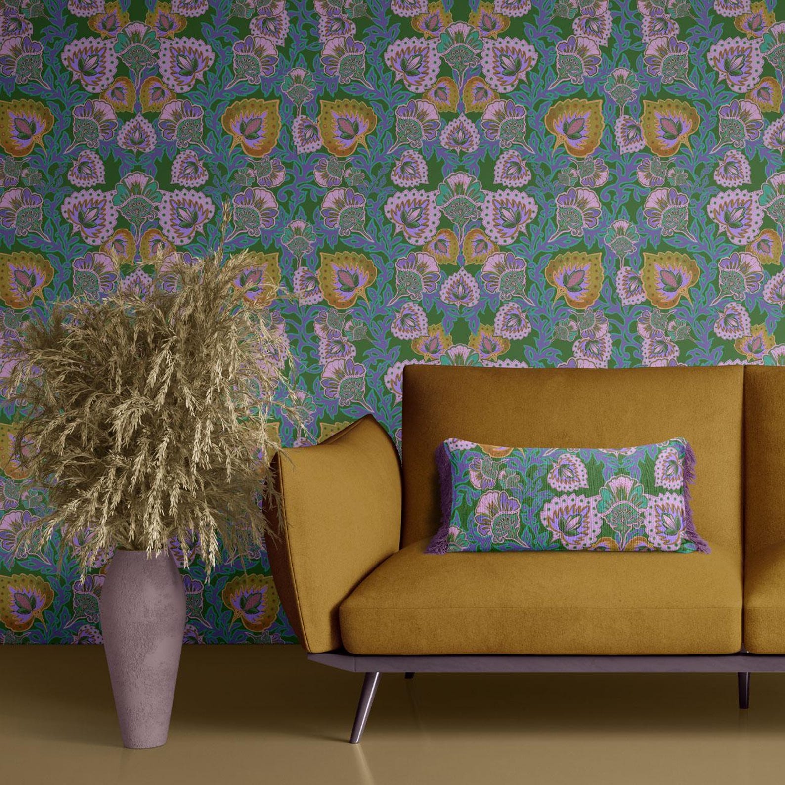 A4 SAMPLE, Garden of India Clover Wallpaper, Wall Decor, Floral Decor ...