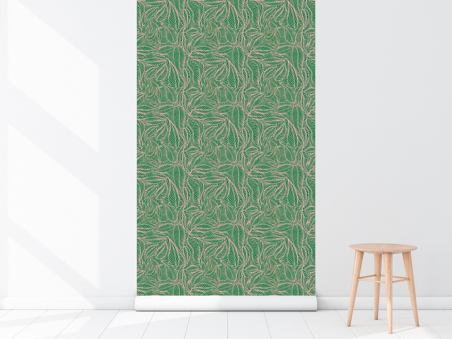 Agnes Green and Pink Wallpaper A4 SAMPLE Wall Decor Floral - Etsy