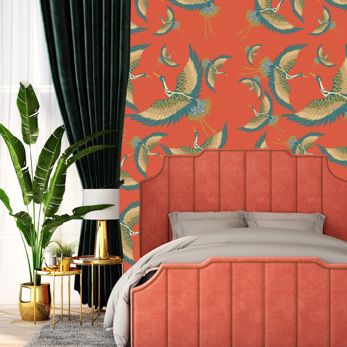 Pachamama Coral Wallpaper A4 SAMPLE Wall Decor Dark Decor - Etsy