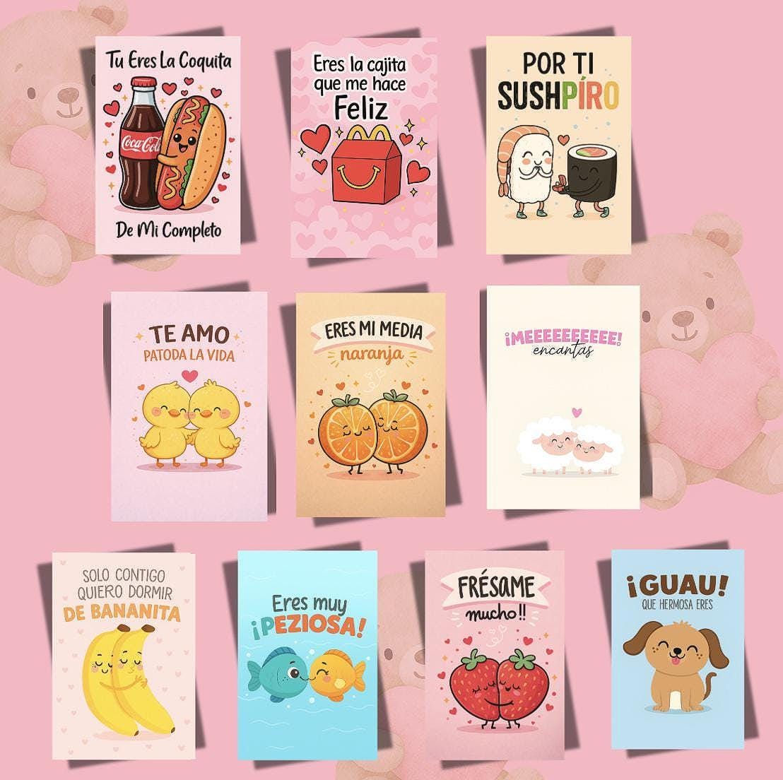 Spanish Valentine Card Printable Cute Food Love Card - Etsy