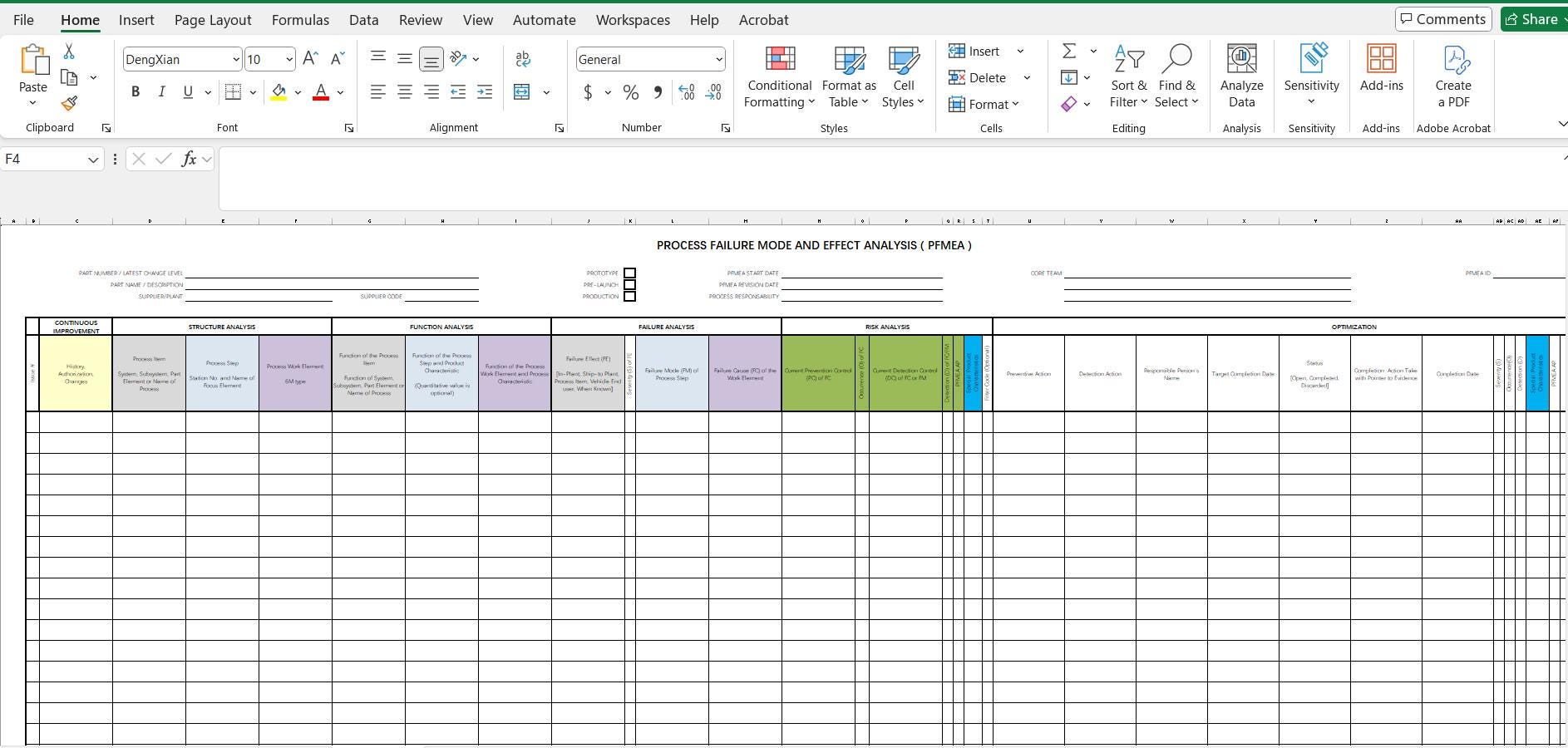 PFMEA + Process Flow Diagram Excel Template | AIAG & VDA ...