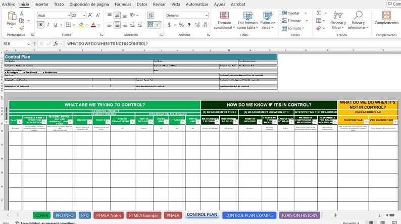 Integrated APQP Core Tools Excel Template – Process Flow, PFMEA ...