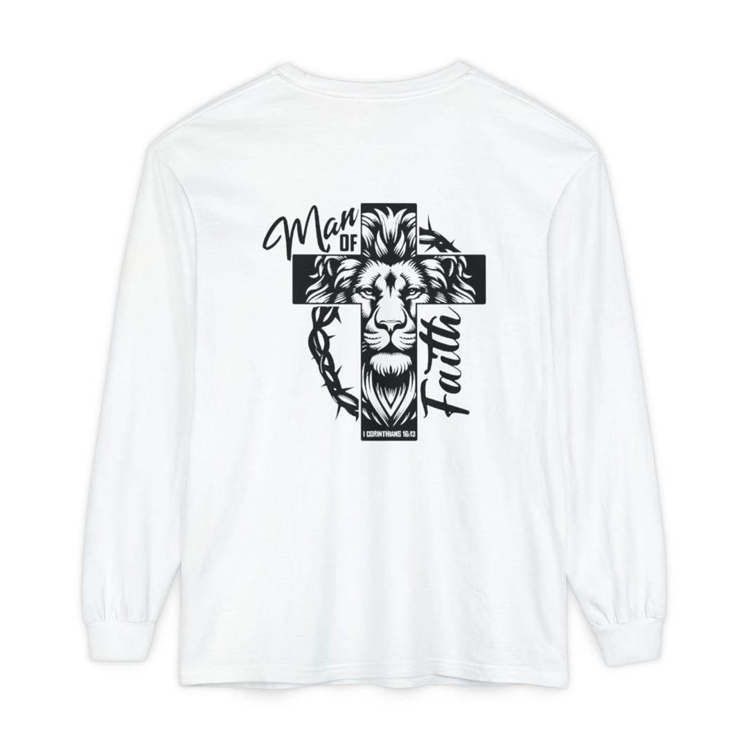 Lion Cross "man of Faith" Long Sleeve T-shirt | Christian Faith Graphic ...