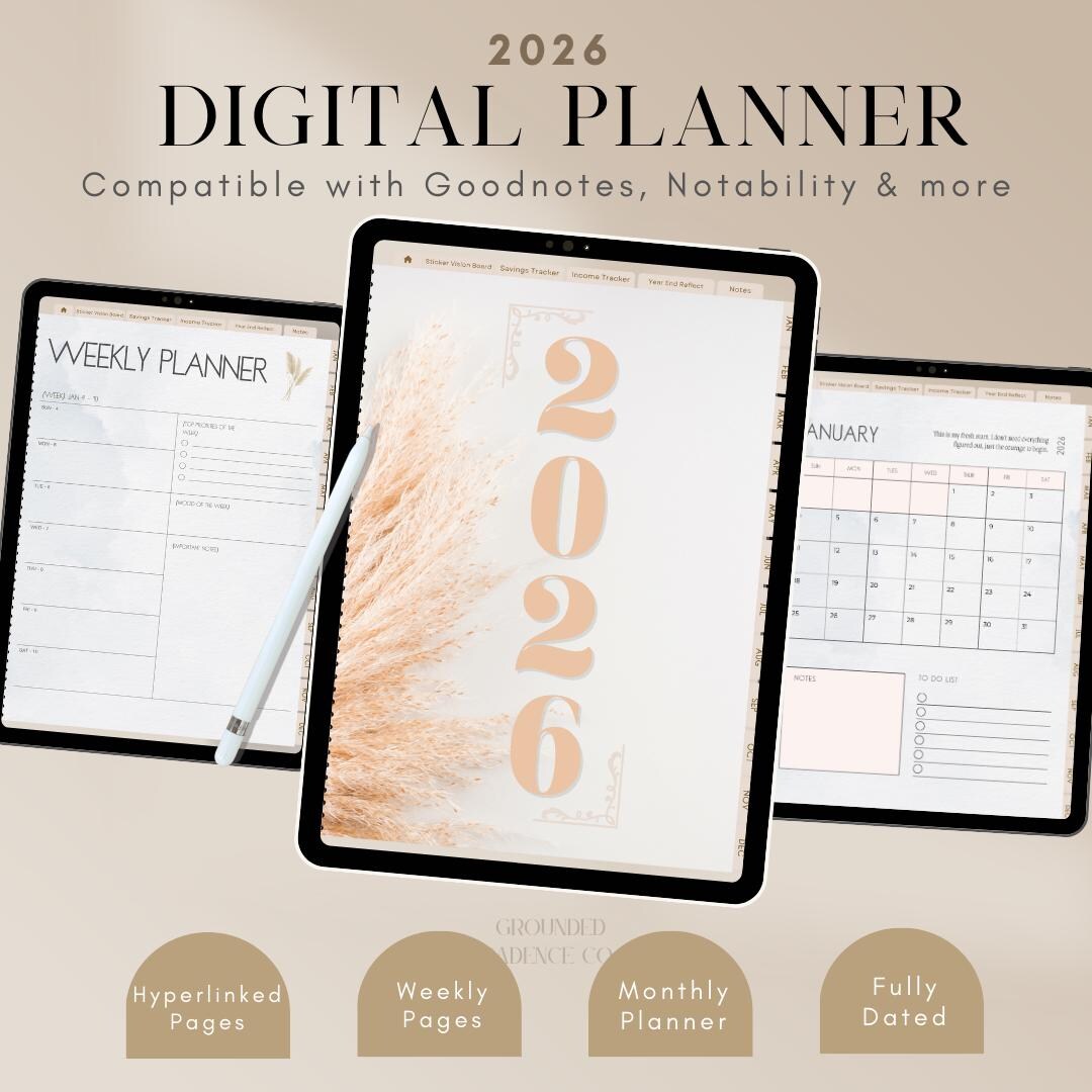 2026 Digital Planner, Goodnotes Notability Compatible, Weekly Planner ...