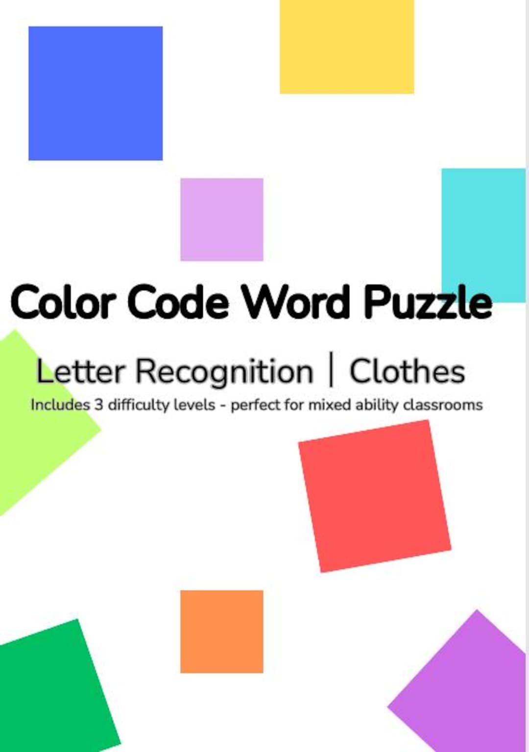 Color Code Word Puzzle / Clothes - Etsy