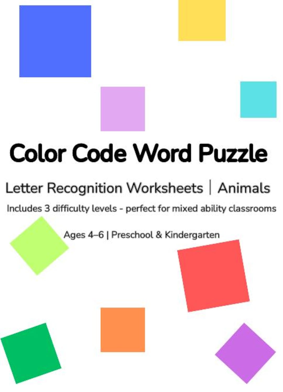 Color Code Word Puzzle / Animal Theme - Etsy