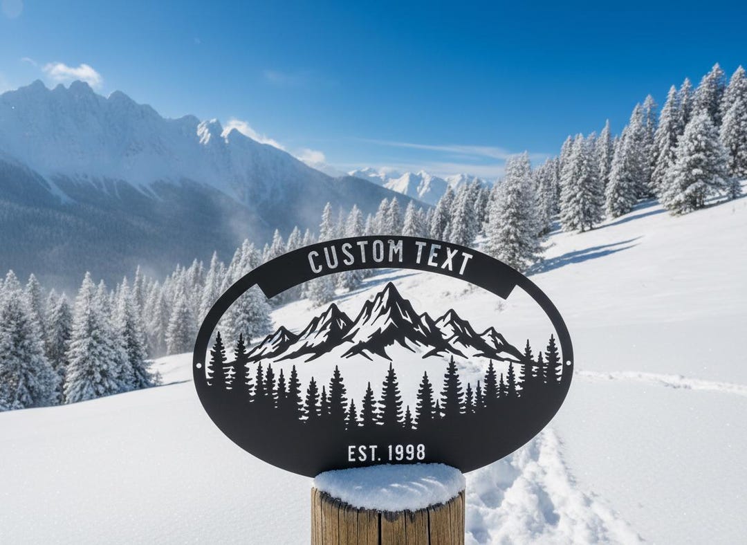 Custom Mountain Metal Sign, Personalized Forest Wall Art, Outdoor ...
