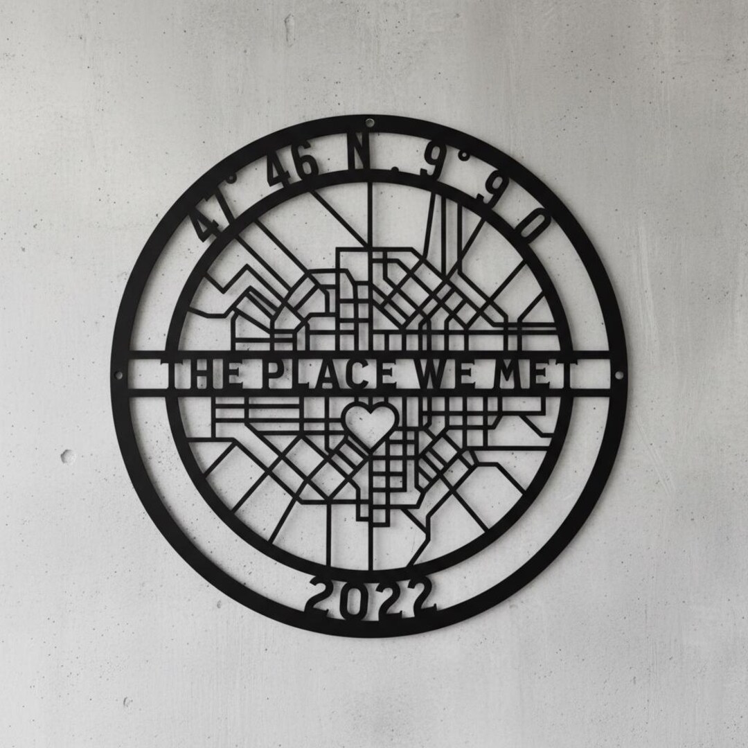 Custom Map Coordinate Sign – "the Place We Met" Personalized Metal Art ...