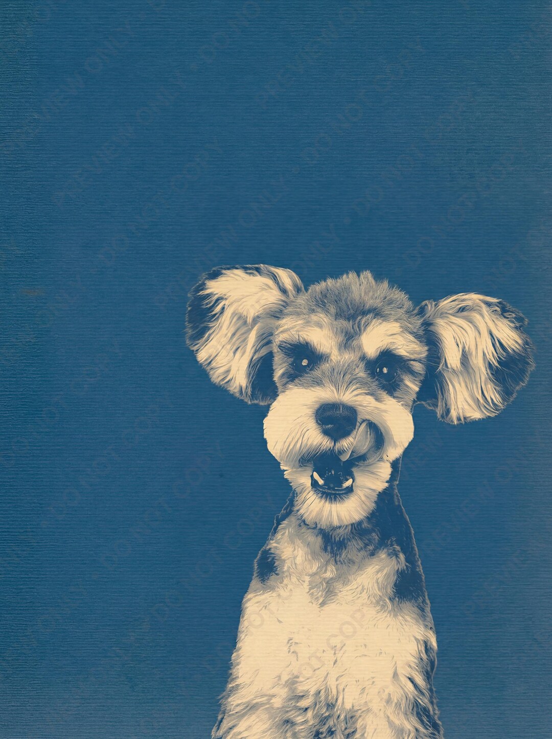 Schnauzer Indigo Blue Art Print, Japanese Minimalist Wall Decor ...