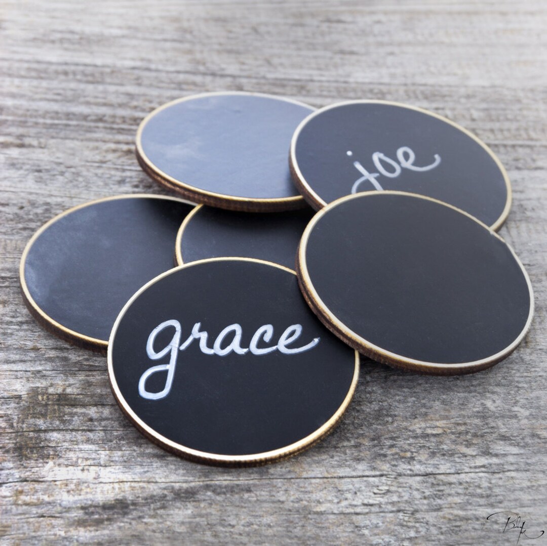 50 Circle Chalkboard Name Tags, Magnetic Name Badges for Office ...