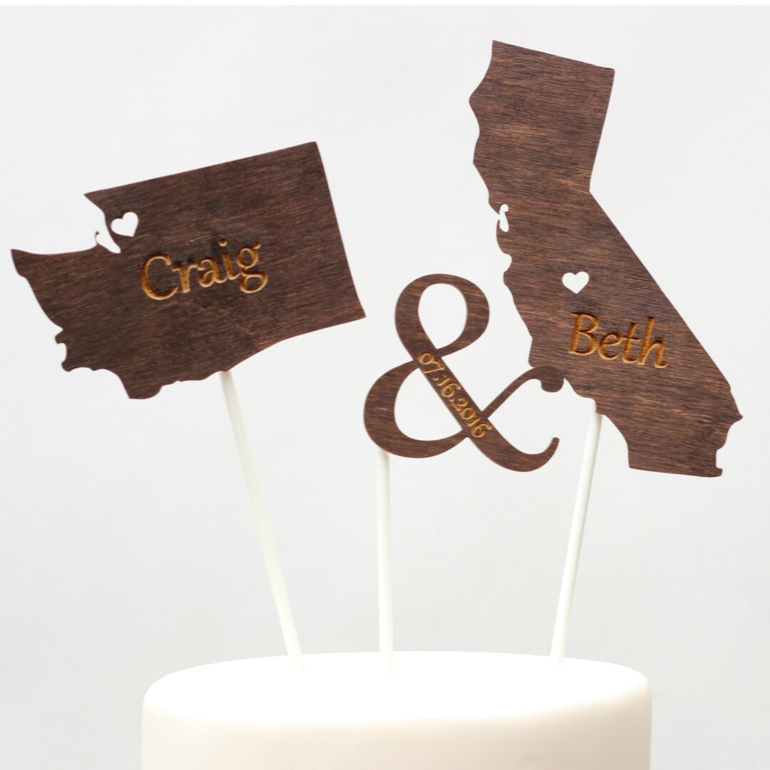 State Wedding Cake Toppers, Country Cut Outs, Ampersand, Rustic ...