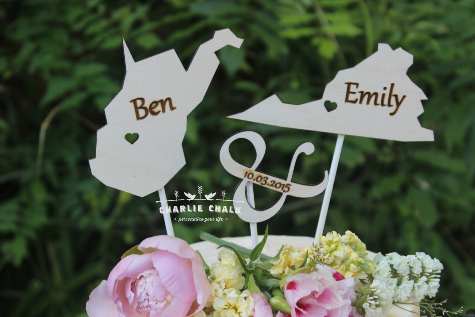 State Wedding Cake Toppers Country Cut Outs Ampersand | Etsy