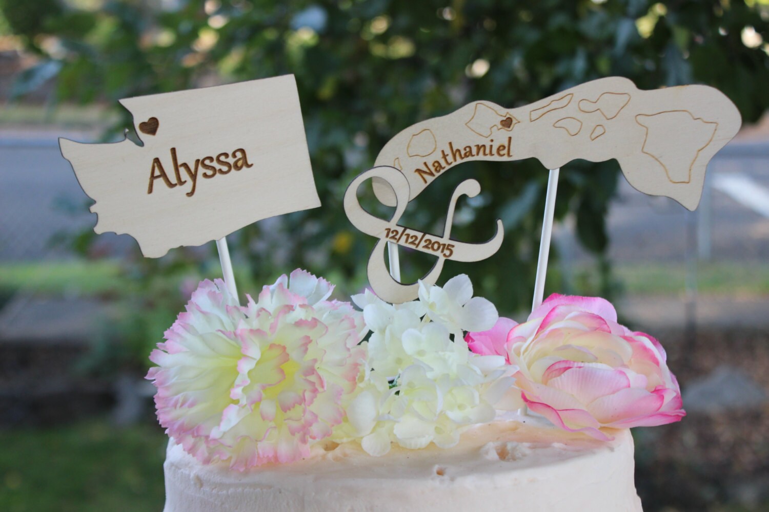 State Wedding Cake Toppers Country Cut Outs Ampersand | Etsy