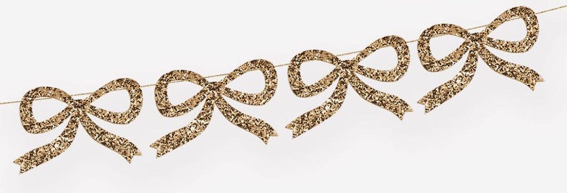 Gold Glitter Bow Garland - Etsy