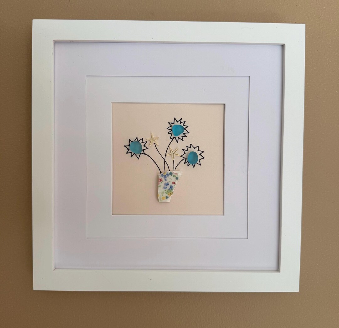 Sea Glass Flower Art : Handmade Beach Decor - Etsy