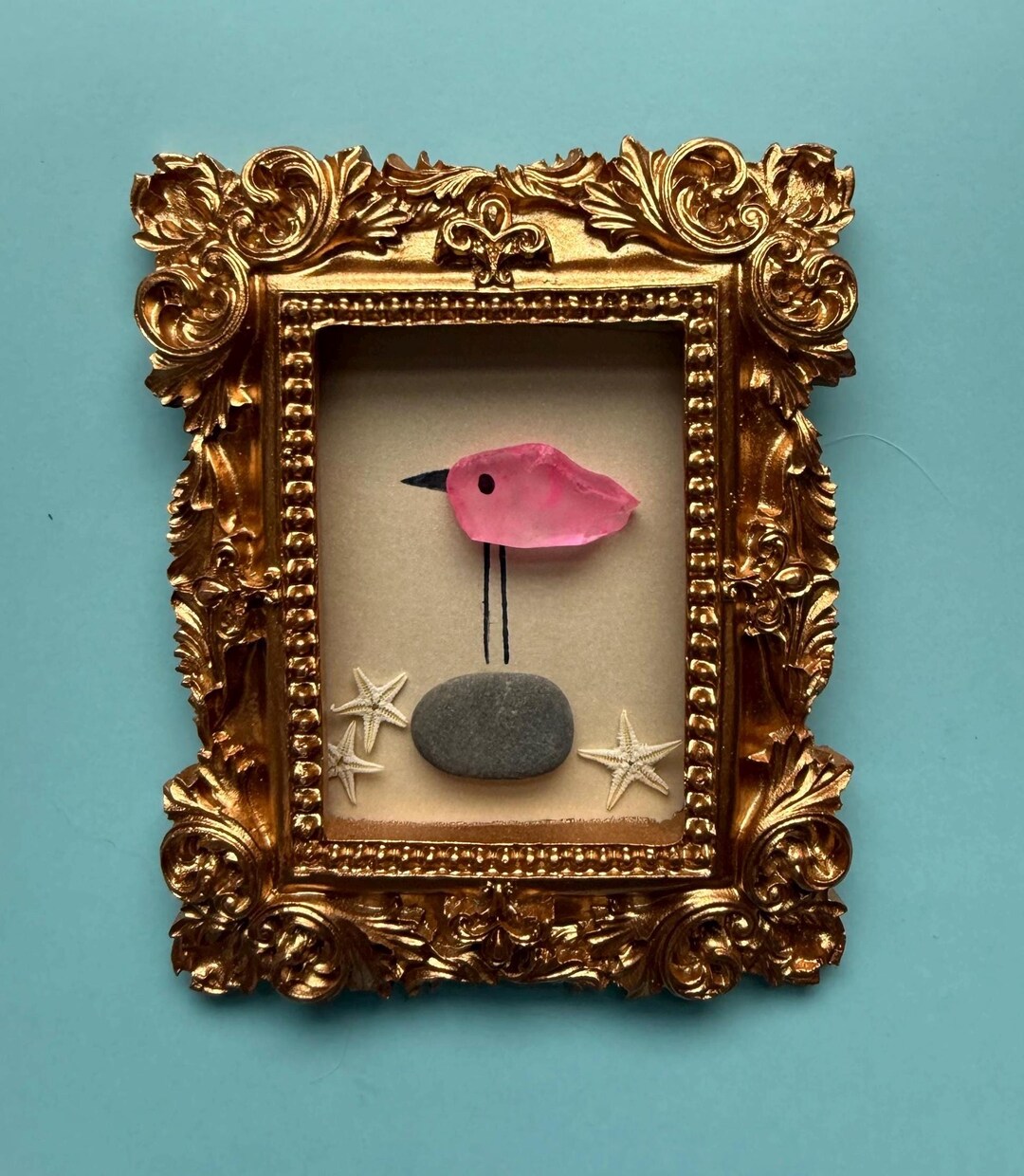Sea Glass Art Sea Bird Design in Vintage Style Frame - Etsy
