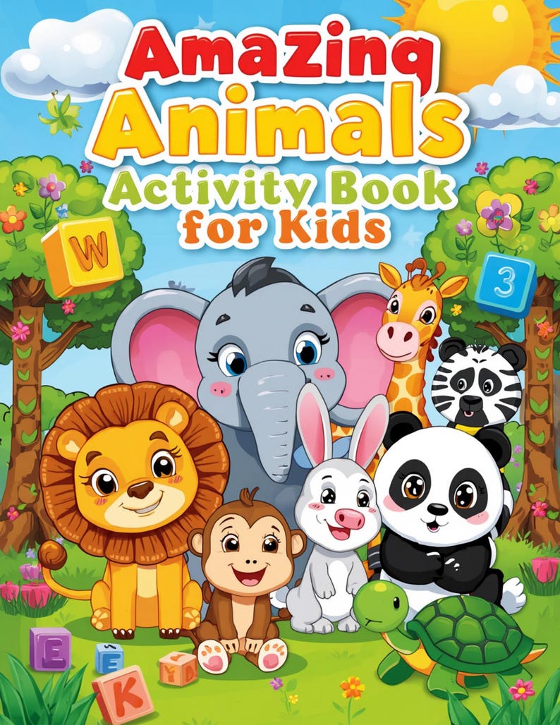Animal Activity Book for Kids: Coloring, Tracing, Puzzles (printable ...