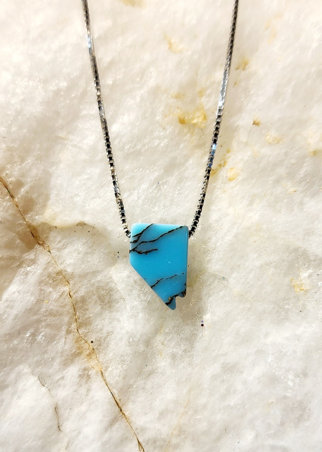Nevada Jewelry Necklace, Sterling Silver Turquoise Pendant - Etsy