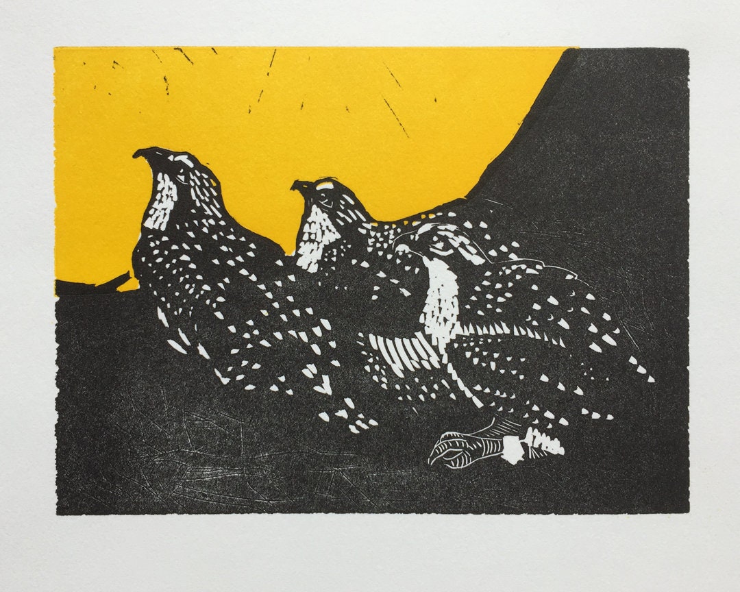 Osprey Chicks Linocut - Etsy