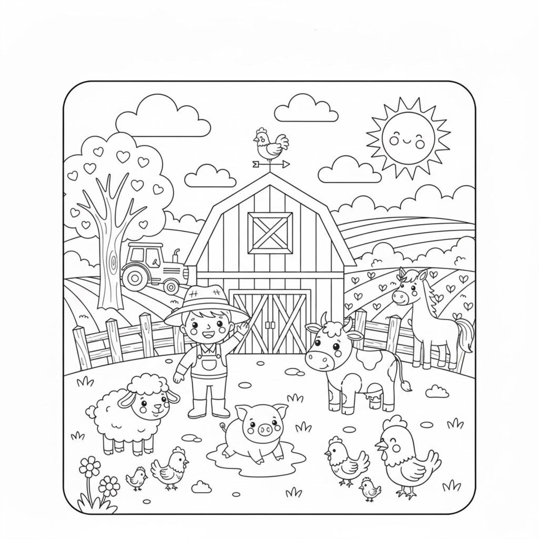 Farm Animals Coloring Page for Kids (digital Download) - Etsy UK
