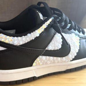 Custom Nike Dunk Low Pearl Crystal Sneakers | Rhinestone Nike Shoes ...