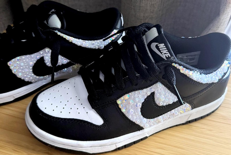 Custom Nike Dunk Low Pearl Crystal Sneakers | Rhinestone Nike Shoes ...